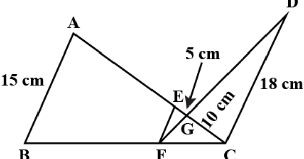 In the figure given below, AB,EF and CD are parallel lines. Given that AB=15 cm,EG=5 cm,GC=10 cm ...